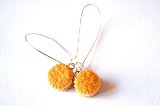 Tiny golden Oreo cookie earrings,Food jewelry,Food earrings , fake food ...