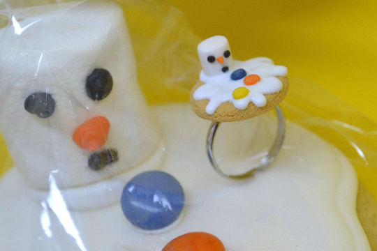 Melted snowman biscuit ring,Melted snowman ring,Geschmolzener ...