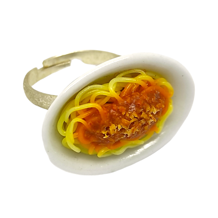 Spaghetti Bolognese ring , Italian pasta Jewelry , handmade Polymer ...